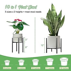 DTICON Adjustable Metal Plant Stand, Black Plant Stands Fit 8 to 12 Inches Pots, Mid Century Modern Corner Plant Stand, Heavy Duty Large Flower Single Tall Plants Holder for Indoor and Outdoor