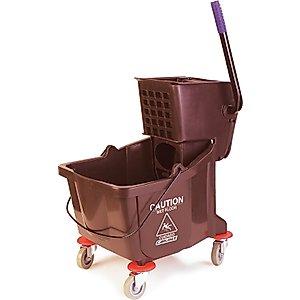 CFS 3690469 Commercial Mop Bucket With Side Press Wringer, 35 Quart Capacity, Brown