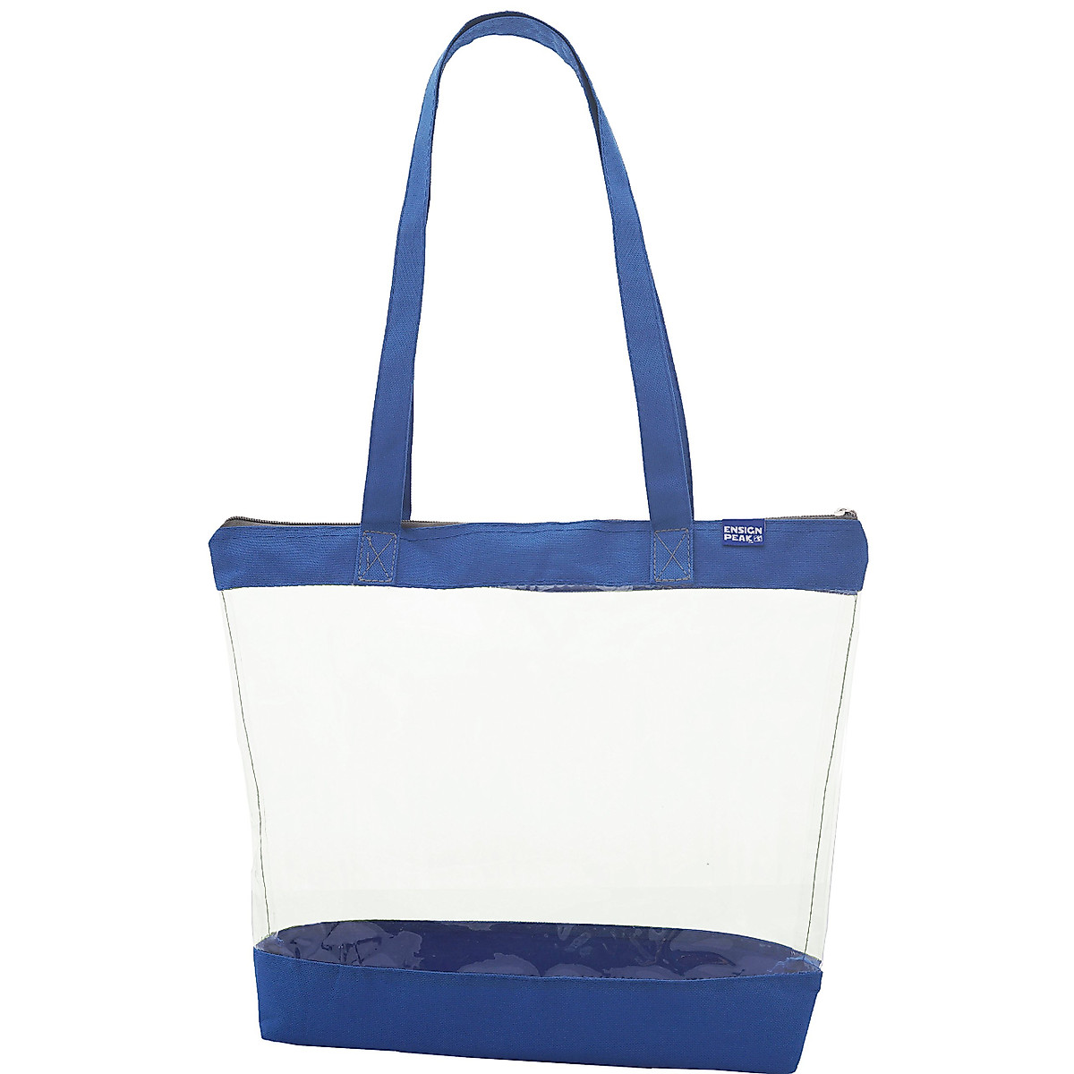 Clear Shoulder Tote with ZIPPER Closure, Royal