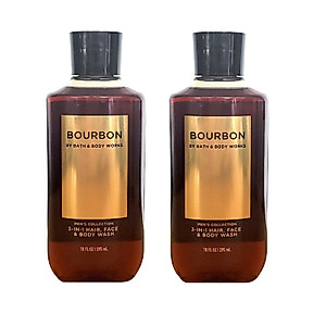 Bath and Body Works For Men Bourbon 3-in-1 Hair, Face & Body Wash - Value Pack lot of 2 - Full Size (Freshwater)