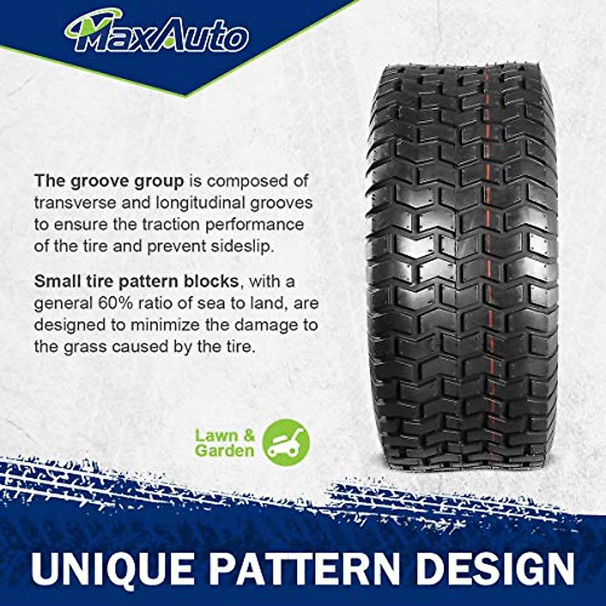 MaxAuto 20x8.00-8 Lawn Mower Tires 20x8x8 Lawn Tractor Tire 20x8-8nhs Riding Mower Tires, 4 Ply Tubeless Tire, 965lbs Capacity, Set of 2