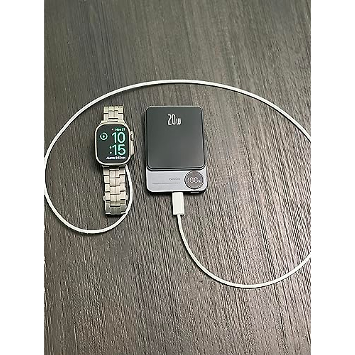 PowerStash Fast Charging Magnetic Power Bank Wireless Charging Type C Quick Charge Support and Lightning Cable Compatible port, LED Display Ultra Slim High Capacity Aluminum Body 5000mAh