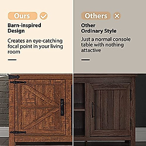 T4TREAM Fireplace TV Stand for 75 Inch TV, Farmhouse Barn Door Media Console, Entertainment Center with 23" Electric Fireplace Remote Control,for Living Room, 66 Inch, Reclaimed Barnwood