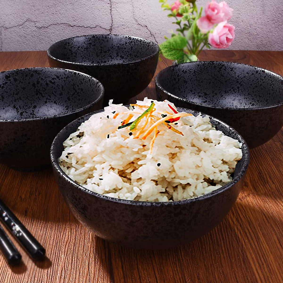 Japanese Rice Bowls set of 4, Ceramic Rice bowls for Rice Soup, 4.5'' Rice Bowls