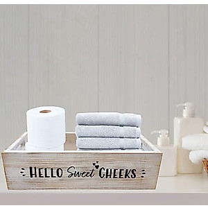 Admired By Nature Distressed Home Décor Toilet Wood Crates Decorative Organizer, Regular, Nice Butt White