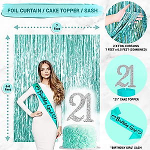 Sweet 16 Party Decorations, Sweet 16 Gifts For Girls, Sweet 16 Birthday Decorations, Sweet 16 Sash, 16 Balloon Numbers, Sweet 16 Cake Topper, Sweet 16 Banners Photo Booth Props Teal Green White - 70PK