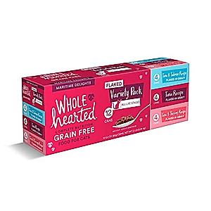 WholeHearted Grain Free Maritime Delights Flaked Wet Cat Food Variety Pack for All Life Stages, 2.8 oz.