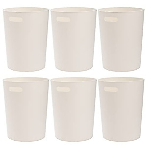 Lyellfe 6 Pack Small Trash Can, 1.5 Gallon Round Plastic Wastebasket with Handles, White Garbage Container Recycling Bins for Compact Space Bathroom, Office, Bedroom, Kitchen