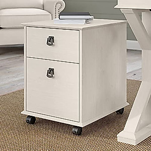 Bush Furniture Homestead Farmhouse Mobile File Cabinet, Linen White Oak