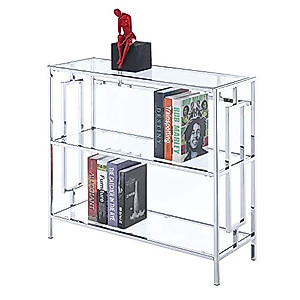 Convenience Concepts Town Square 3-Tier Bookcase, Clear Glass/Chrome Frame