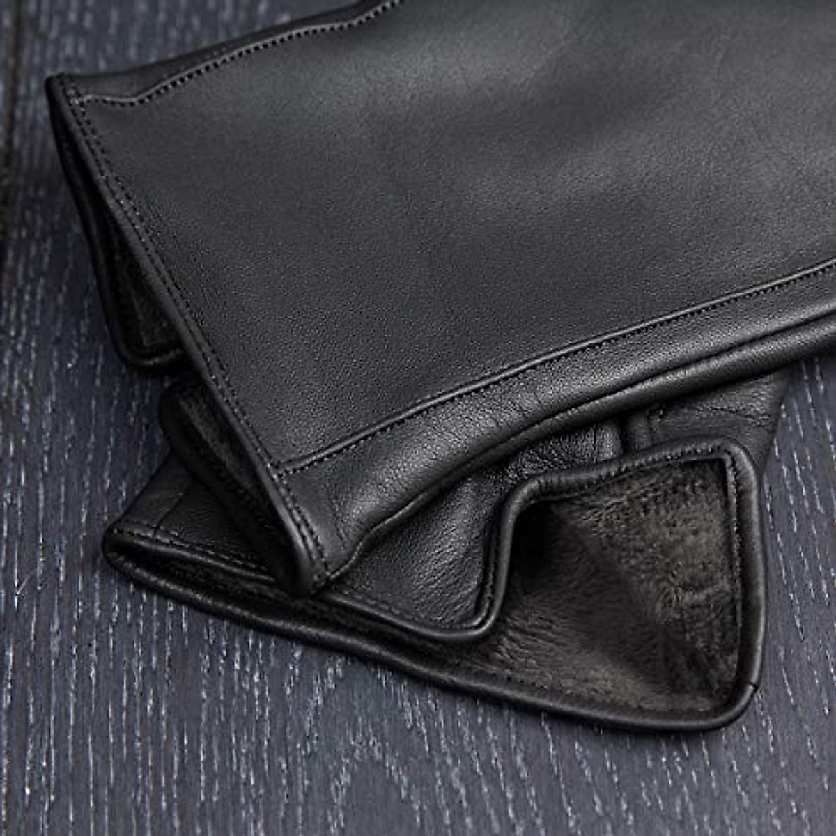 Downholme Vegan Leather Gloves for Women (Black, S)