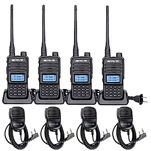 Retevis RT85 2 Way Radios Walkie Talkies Long Range, Walkie Talkies with Speaker Mic, Professional Two Way Radios for Manufacturing, Industrial, Worksite(4 Pack)