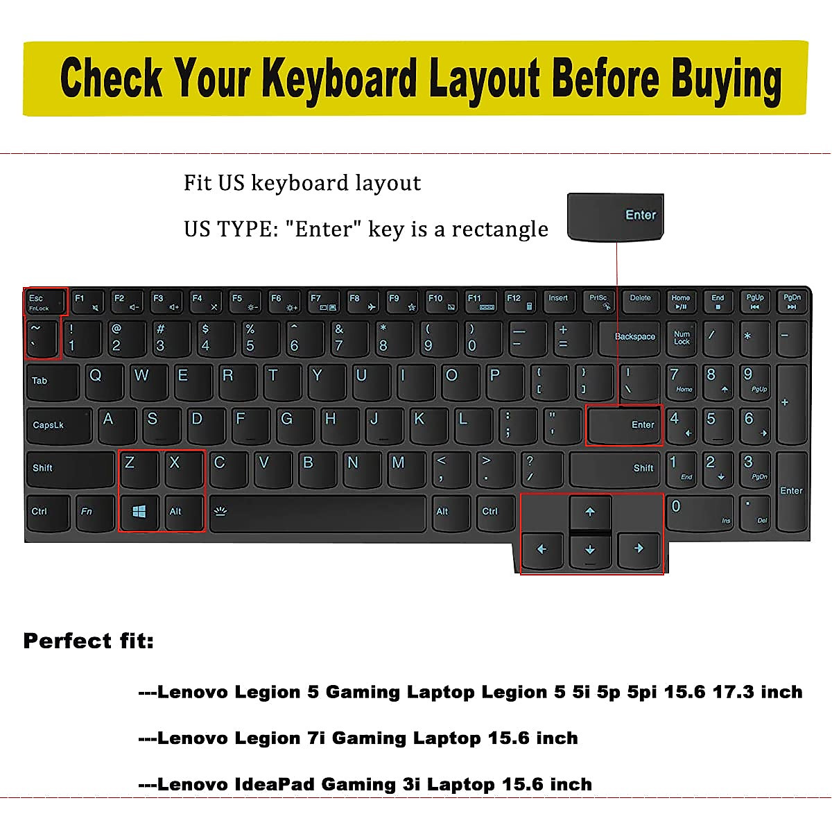 Keyboard Cover for Lenovo Legion Pro 7 7i 16" / Legion 5 5i Pro/Legion 5 5i 5p 5pi 7i 15.6" 17.3" Gaming Laptop/Legion Slim 7 7i 15.6 / IdeaPad 3 3i 15.6 Gaming, LOQ 15.6" 16" Keyboard Skin-Black