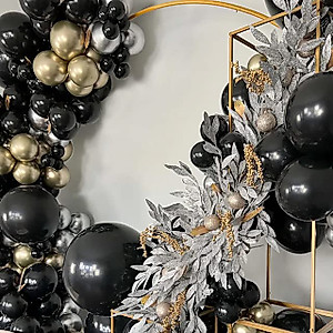 Komiikka 116pcs Black Gold Silver Chrome Balloon Garland Arch Kit for Gatsby Roaring 20s Birthday, New Year, Bachelorette, Graduation, Retirement Party Decorations