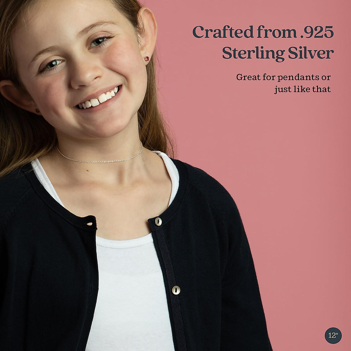 Sterling Silver 1.5mm Cable Chain Necklace 12 inch