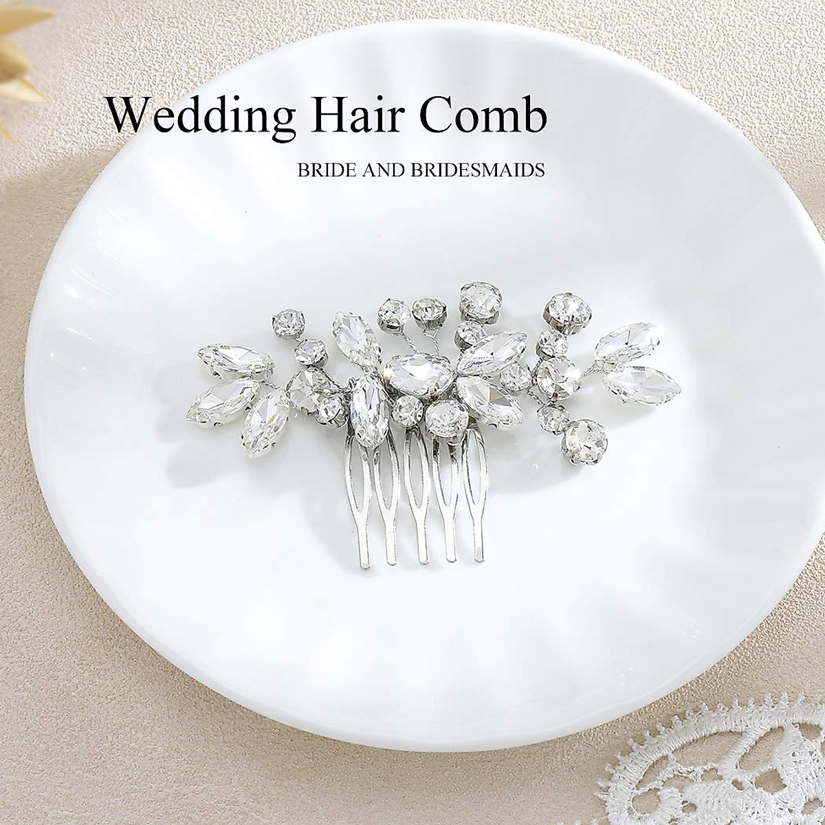 JAKAWIN Bride Wedding Hair Comb Crystal Hair Piece Rhinestone Bridal Hair Accessories for Women HC042 (Silver)