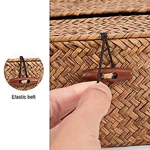 Tissue Box Cover Rectangular,Decorative Tissue Box Holder, Tissue Holder Made of Natural Seagrass for Bathroom Office Car Automotive Decoration-9.8 x 5.5 x 3.9 Inches