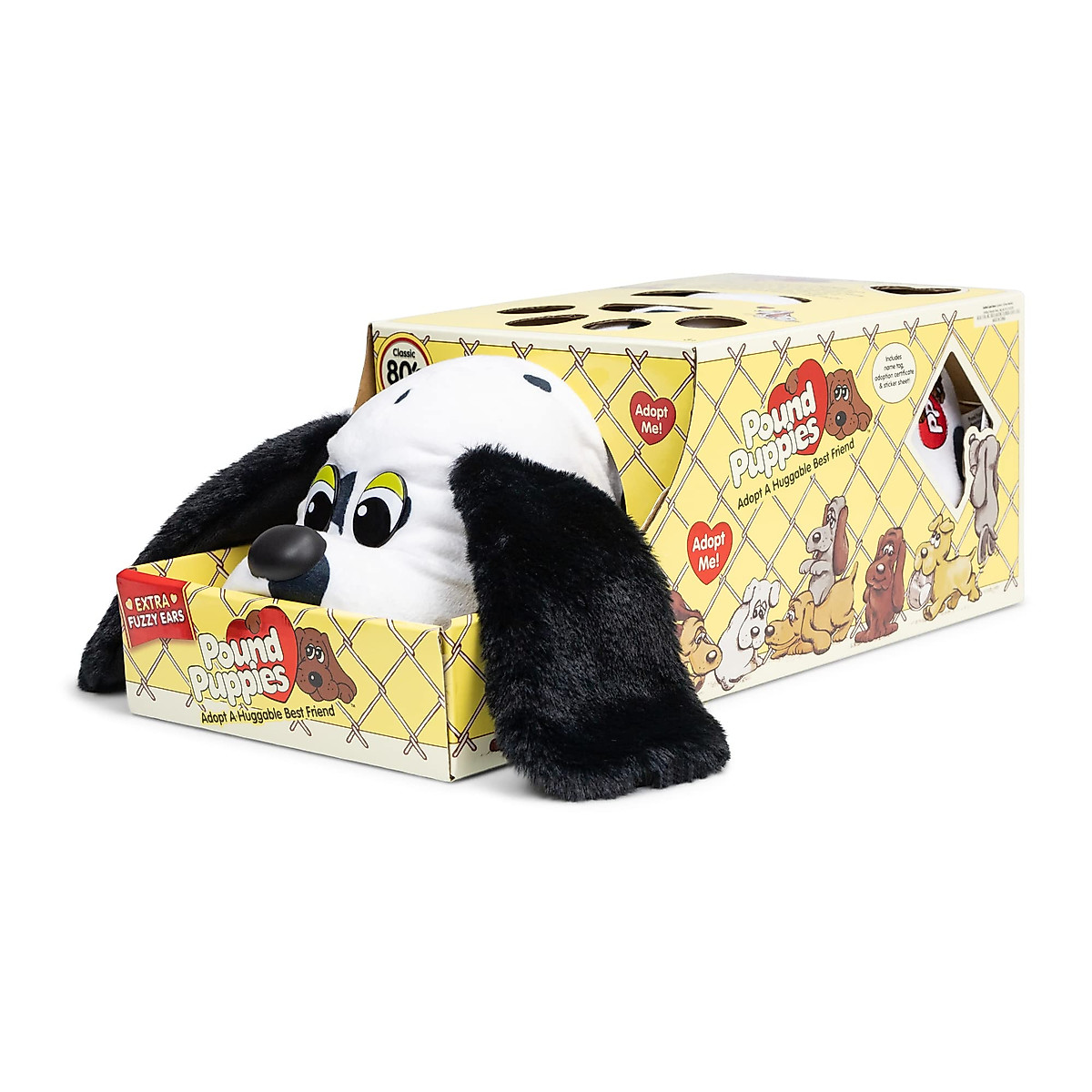 Pound Puppies Classic Plush - Dalmation with Black Spots (Long Fuzzy Ears)