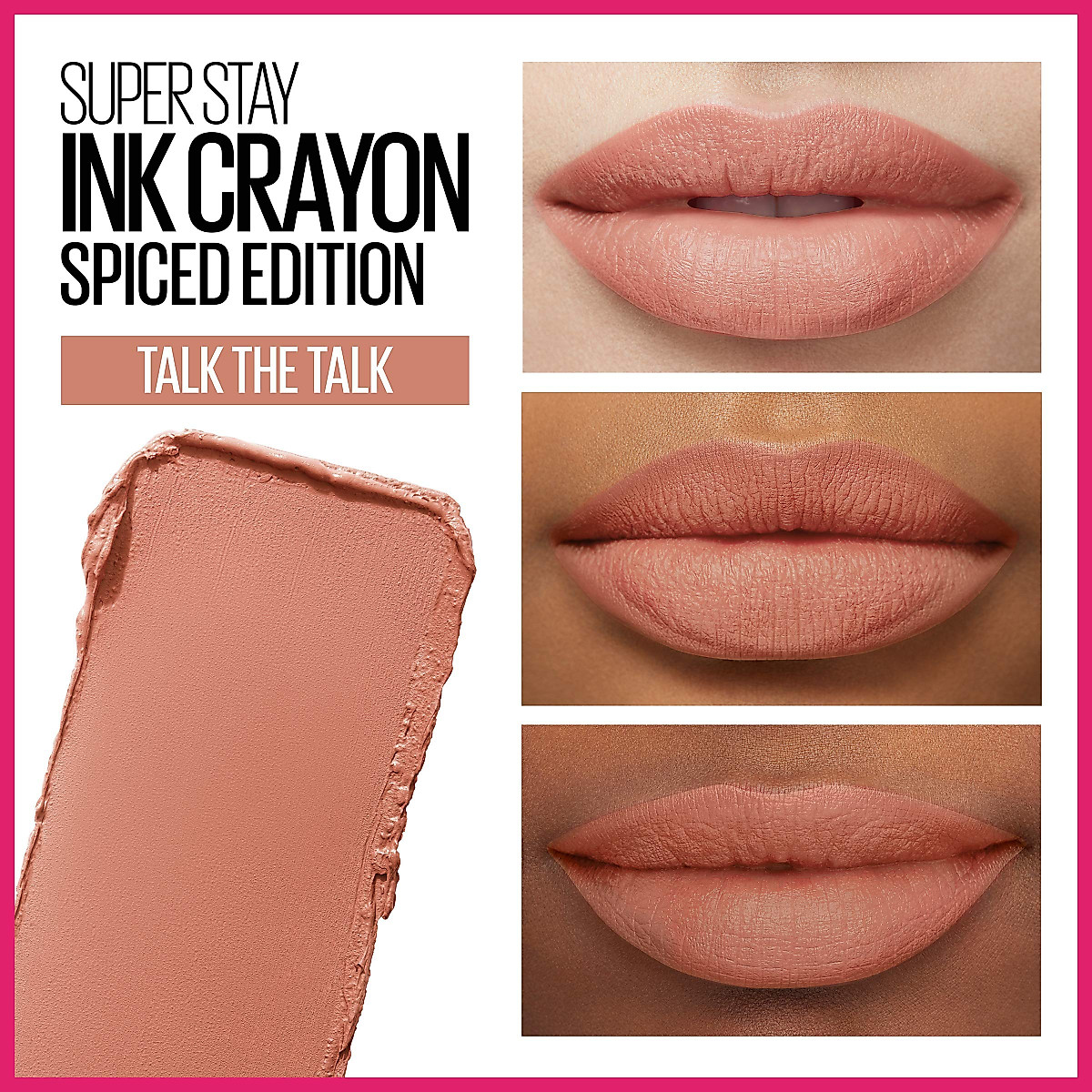 Maybelline Super Stay Ink Crayon Lipstick Makeup, Precision Tip Matte Lip Crayon with Built-in Sharpener, Longwear Up To 8Hrs, Talk The Talk, Sandy Nude, 1 Count