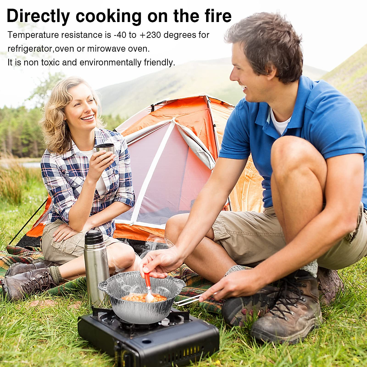 EYE4TECHS Aluminum Pot With Lids 4 Quart 2pcs - 3.8 Liter Disposable Heat Locking Cooking Containers - Freezer Air Fryer and Oven Safe - Recyclable Pot for Camping Vacation Trips (Kosher Certified)