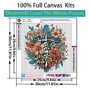 5D Diamond Painting Kits for Adults Beginners,Cross Flower Diamond Art Kit,DIY Full Round Drill Diamond Dot Gem Art Kits for Adults,Home Wall Decor 11.8x11.8 Inch