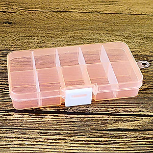 Magik 2-4 Pack Plastic Storage Case Box Jewelry Earring DIY Making Tool Containers 10 Grids Removable Dividers (2 Pack, 10 Grid Orange)