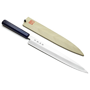 Yoshihiro Inox Stainless Steel Yanagi Sushi Sashimi Japanese Chef Knife with Saya Cover (11.8'' (300mm))