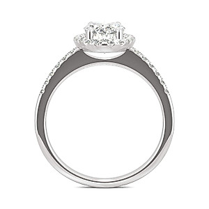 14K White Gold Moissanite by Charles & Colvard 10x6mm Elongated Oval Halo Ring-size 5 2.62cttw DEW
