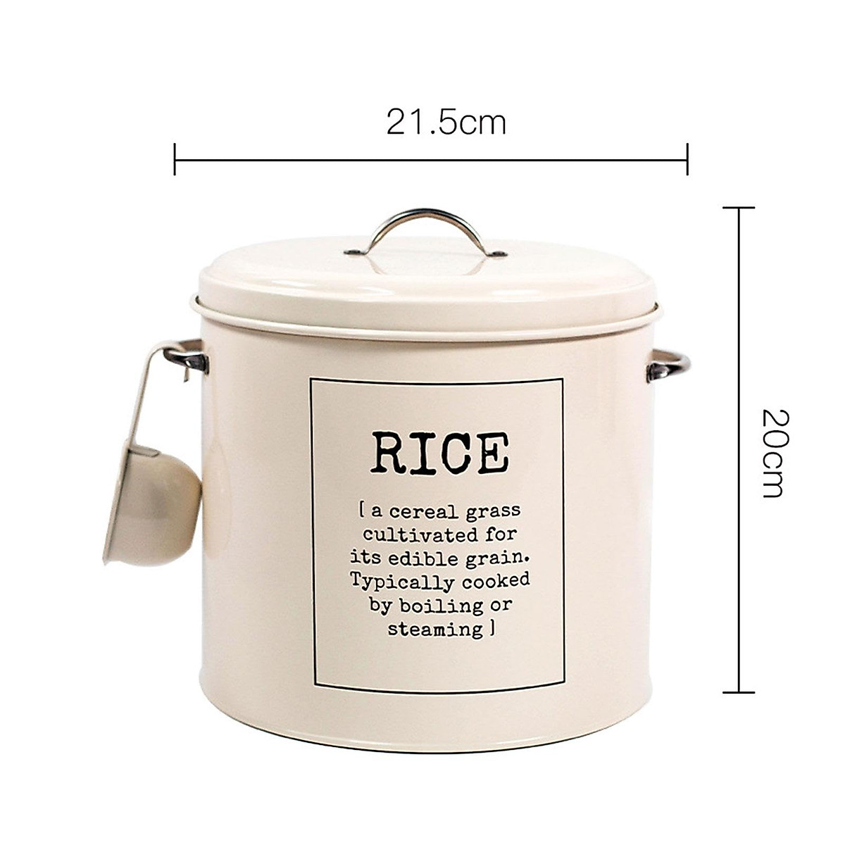 Stainless Steel Rice Storage Box with Lid and Spoon, Large Food Storage Containers, Great Rice Canisters Sets, Kitchen Countertop Organizer Jar for Rice/Flour/Soybean/Grain, Style B