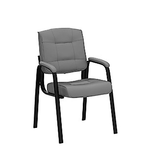 Naomi Home Conference Room Chairs, Heavy Duty Leather Executive Conference Table Chairs, Office Conference Chair, Conference Room Chair with Padded Arm Rest, Guest Chair Fixed-Back, Set of 2 - Gray