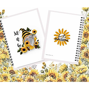 Sunflowers and Sunshine Weekly Planner Organizer, 8.5 x 11 Metal Spiral Bound Ring Binder, 60 pages, Laminated Covers and Rigid Dividers, Undated Allows You To Start Anytime