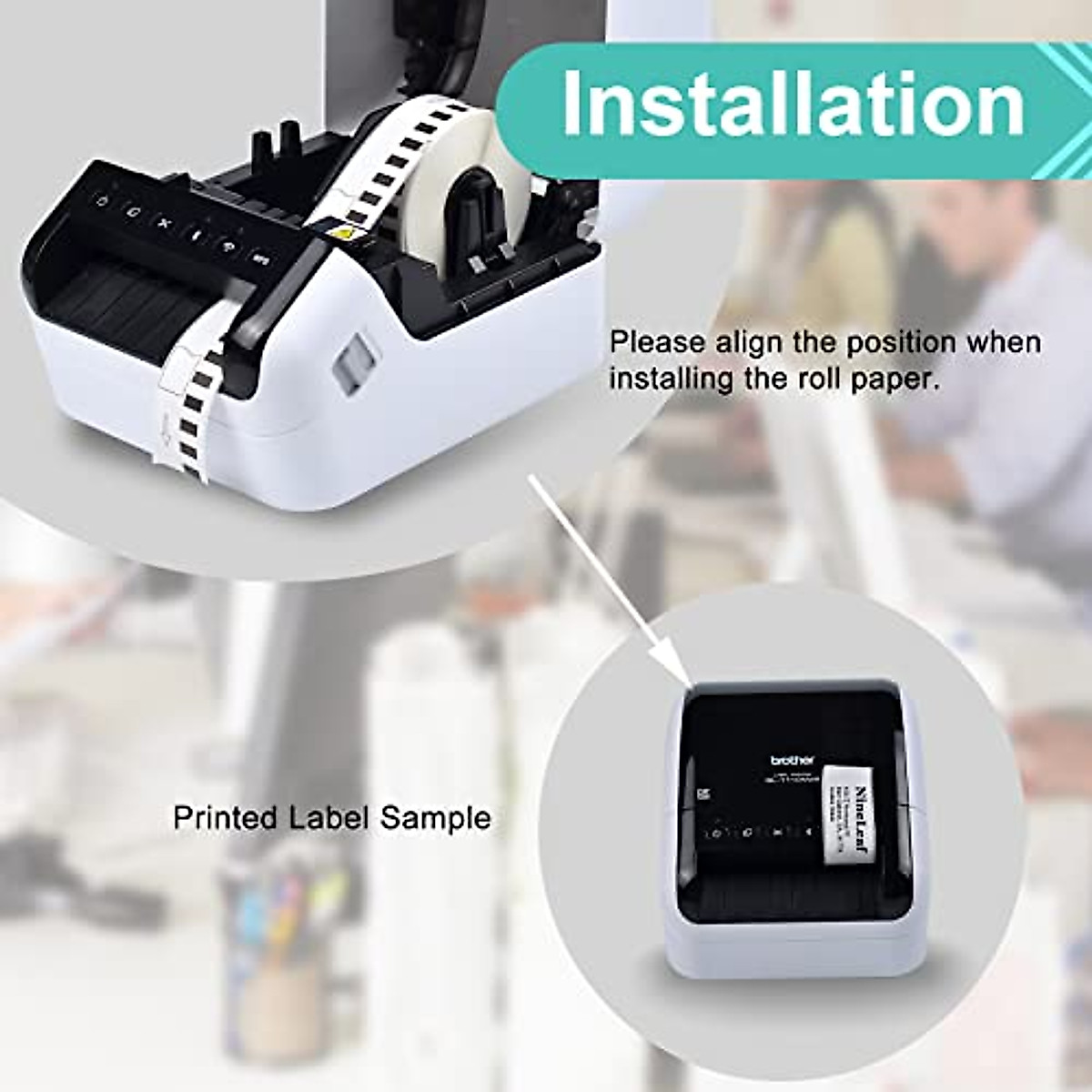 NineLeaf 40 Roll Compatible for Brother DK2210 DK-2210 (1.1 Inch x 100 Feet) Continuous Paper Label Direct Thermal Length Labels Compatible for Brother QL Label Printer