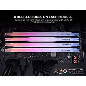 Timetec Pinnacle Konduit RGB DDR4 3200MHz PC4-25600 CL16-18-18-38 XMP2.0 Overclocking 1.35V Compatible for AMD and Intel Desktop Gaming PC Memory Module RAM (RGB White, 16GB KIT(2x8GB))