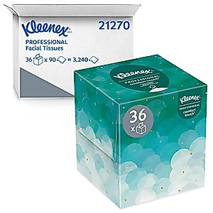 Kleenex® Professional Facial Tissue Cube for Business (21270), Upright Face Tissue Box, 90 Tissues/Box, 36 Boxes/Case, 3,240 Tissues/Case