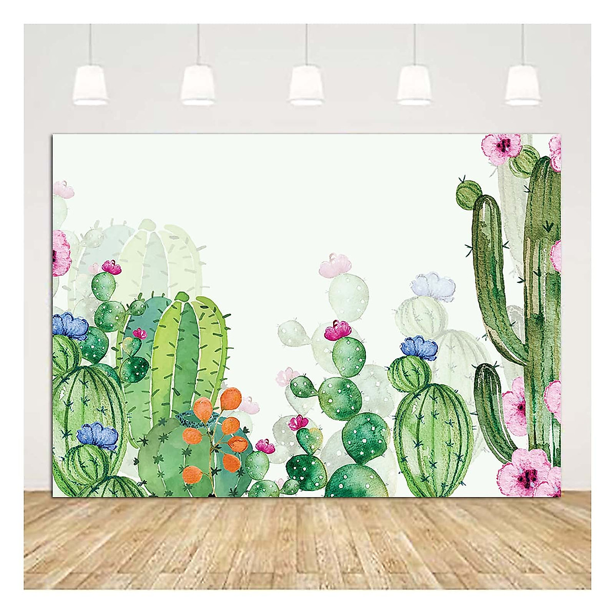 Watercolor Cactus Photography Backdrop Cactus Floral Birthday Photo Studio Background Vinyl 5x3ft Fiesta Cactus Themed Baby Shower Banner