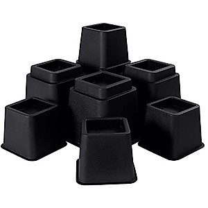 Oakias Bed Risers Black – Set of 4 – Adjustable Furniture Risers from 3, 5 up to 8 Inches – Heavy Duty (Supports up to 1300 lbs.)