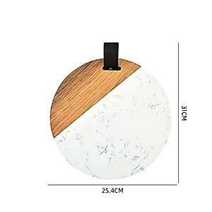 GULRUH Wood Cutting Boards for Kitchen, Round Solid Wood Marble Splicing Kitchen Chopping Board