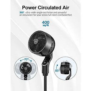 Pedestal Fan for Bedroom,VCK 42“ Standing Floor Fan with 360° Oscillating Air Circulator,32 Speeds,4 Modes,24db Ultra Quiet DC Motor,24H Timer,Child Lock,Smart Remote Control for Home, Office, Indoor