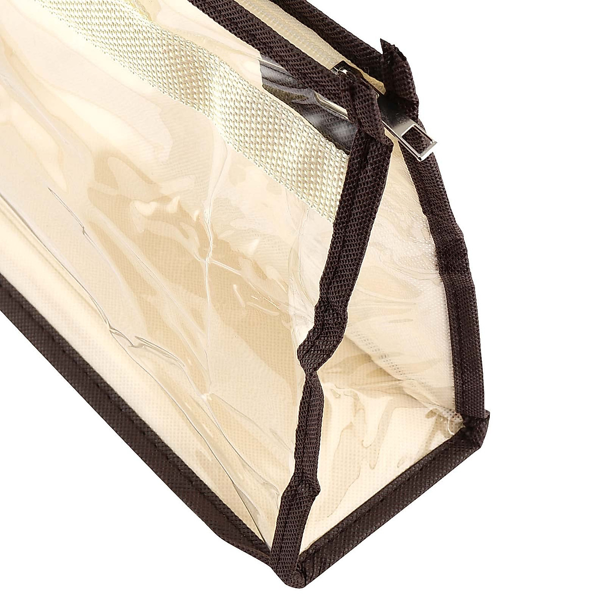 TAICHEUT 18 Pack 3 Sizes Clear Handbag Storage, Clear Purse Protector Bag with Zipper and Handle Purse Storage Dust Bags for Closet, Beige and Clear