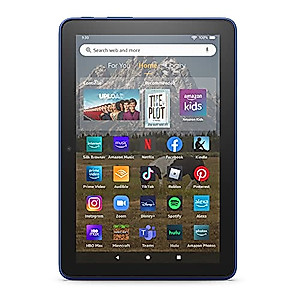 Tablet Bundle: Includes All-new Amazon Fire HD 8 tablet, 8” HD Display, 32 GB (Denim) & Made for Amazon Active Noise Cancelling Bluetooth Headphones (Blue)