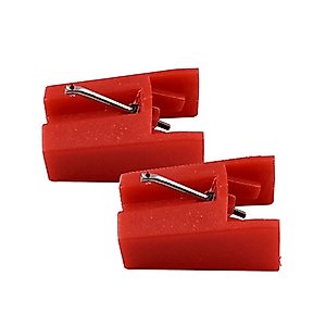 Turntable Needle Record Player Stylus Replacement for ION ICT04RS - IONTTUSB10, ITTCD10, LPDock, LP2CD, LP2Flash, IProfile and Profile Flash (Pack of 2) Red