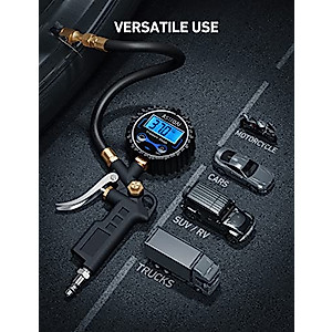 AstroAI Digital Tire Pressure Gauge with Inflator, 250 PSI Air Chuck and Compressor Accessories Heavy Duty with Quick Connect Coupler, 0.1 Display Resolution, Car Accessories for SUV, Truck, RV