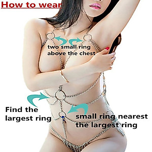 Women's Lingerie Chain Set Cross Enticing Tassel Body Link Harness Metal Chain Set Metallic