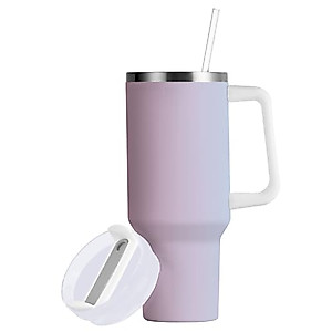 RPLIFE Blue Pink Gradient Stainless Steel Coffee Mug, Insulated Cups with Lids, Coffee Tumbler for Women