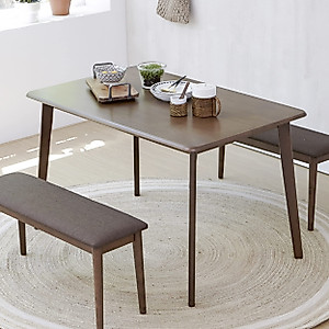 Livinia Canberra 47.2" Rectangular Wooden Dining Table/Mid Century Modern Malaysian Oak Kitchen Table (Walnut) Table Only