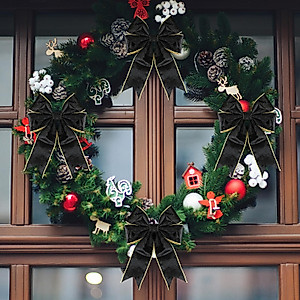 2 Rolls Christmas Velvet Ribbon Velvet Wired Edge Ribbon Trim Wrapping Ribbon Craft Fabric Ribbon for Xmas Bow Making, Floral Arrangement Decoration (Black,2.5 Inch x 6 Yards)