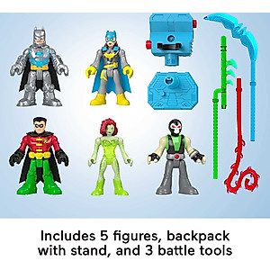 Fisher-Price Imaginext DC Super Friends Preschool Toys Batman Battle Multipack 9-Piece Figure Set with Light-Up Backpack for Ages 3+ Years