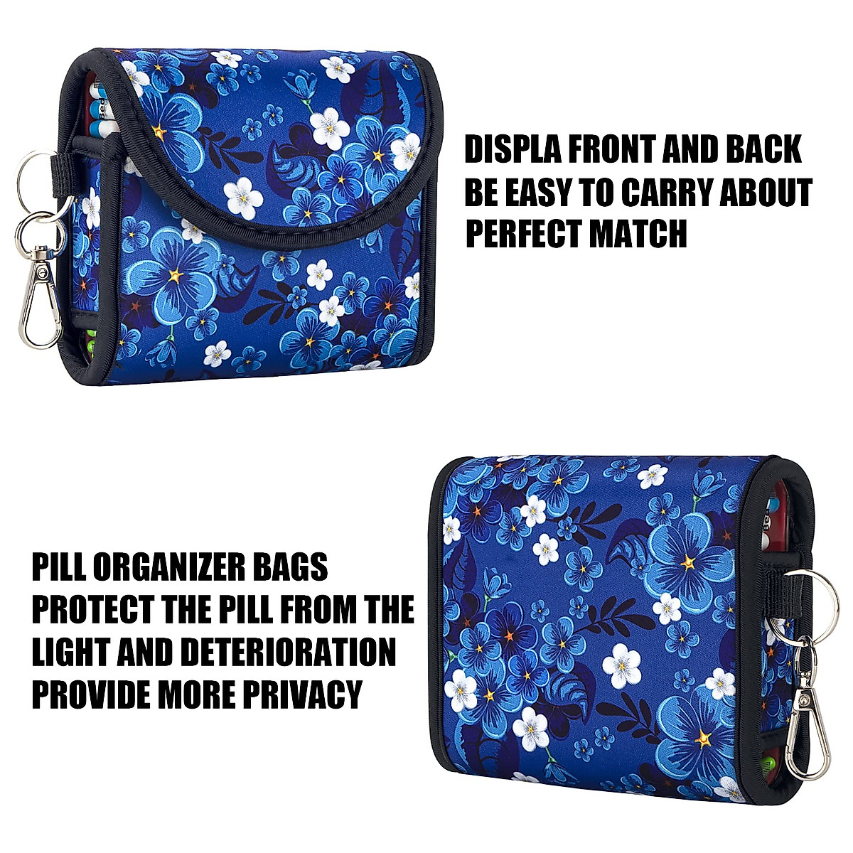 AATACAS Pill Organizer Case, Weekly Travel Pill Case Medication Reminder Daily AM PM, Day Night 7 Compartments, for 4 Times A Day, 7 Days a Week - Includes Neoprene Carrying Case