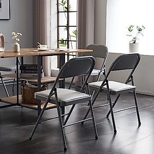 Karl home 6 Pack Grey Folding Chairs with Padded Seats for Outdoor & Indoor, Portable Stackable Commercial Seat with Steel Frame for Events Office Wedding Party, 330lbs Capacity