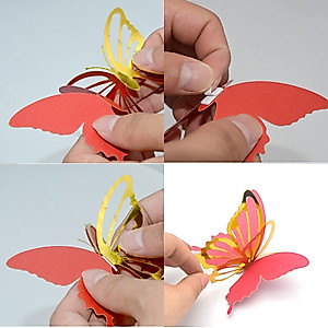 Menoeceus 72 Pcs 3D Butterfly Wall Decor Gold Butterfly Decorations Double Layer Removable Butterfly Wall Stickers for Birthday Wedding Party Cake Kids Room Decor DIY Gift